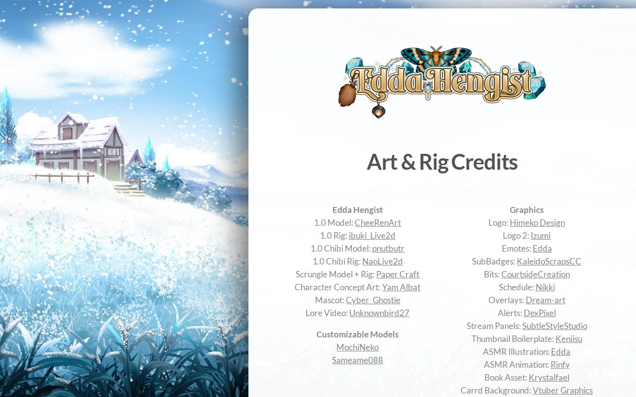 Edda Hengist's Art & Rig Credits